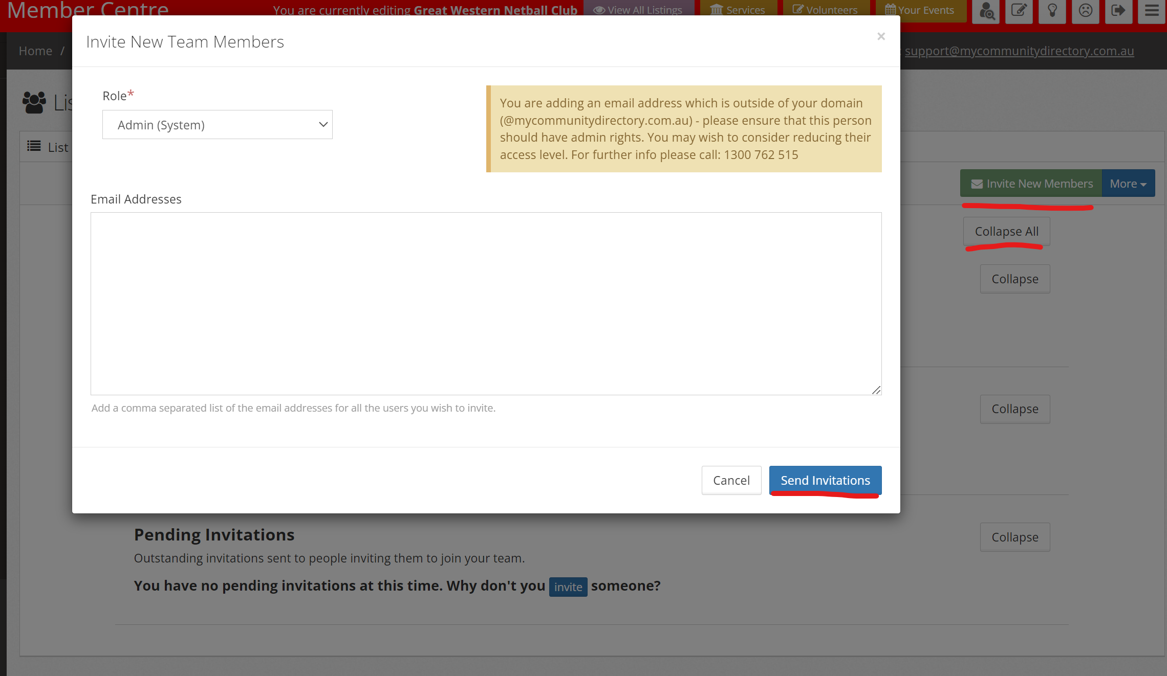 HOW TO add Team Members to a community listing in your region