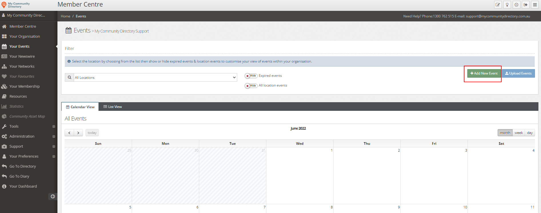 HOW TO Create a Diary Event for Your Location